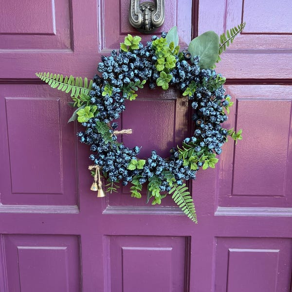 Blue Berry Wreath for Spring Winter Home Decor Candle Ring Tabletop ...