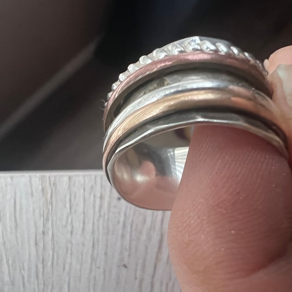 925 Sterling Silver Spinner Ring for Women, Silver and Gold Brass ...