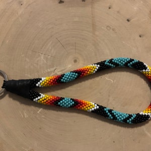 Native Style Beaded Wrist Keychain, Ethnic Style Wristlet Keychain ...