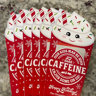 Need Caffeine Holiday Coffee Gift Card Printable, Teacher Gift, Teacher ...