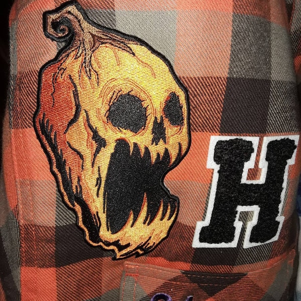 Embroidered Screaming Pumpkin Patch - Etsy