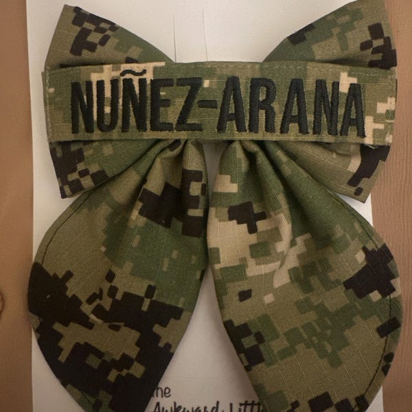 Patriotic RWB Name Tape Bow, Military Bow, Personalized, Air Force Bow ...