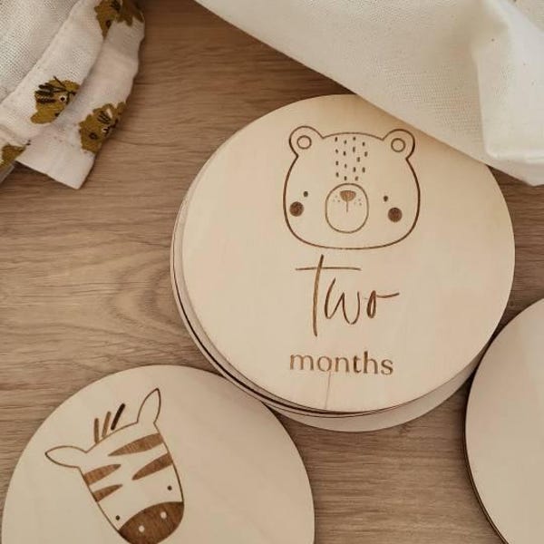 Animal Milestone Discs, Laser Engraved Growth Tracker, Eco Friendly ...