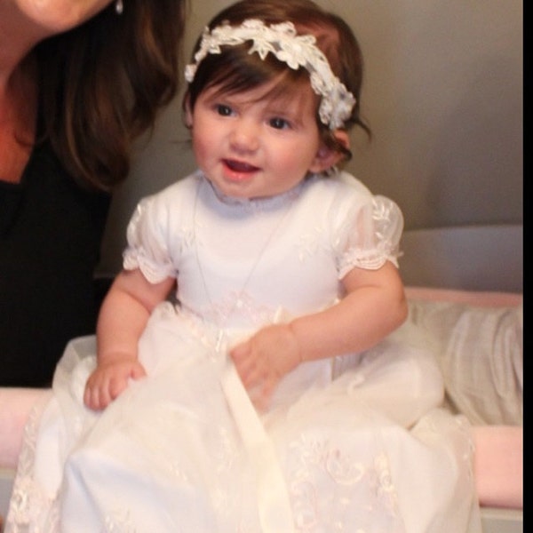 Lola Baby Girl Flower Headband | Christening Lace Headband - Etsy