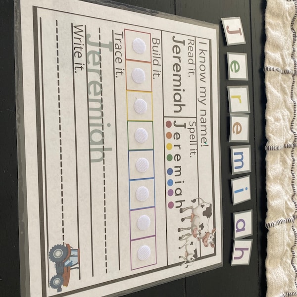 Dry Erase Name Mat, Montesorri Activity to Learn to Spell and Write ...