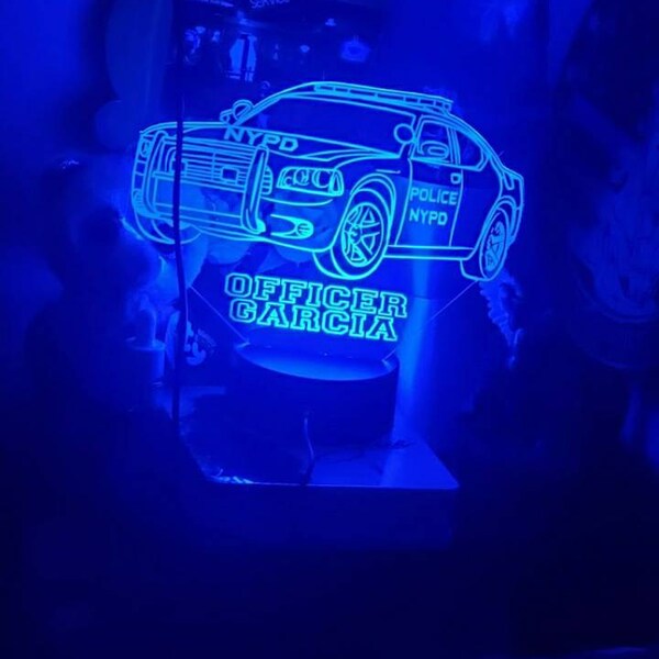 Police Car Night Light, Personalized Free, LED Night Lamp, With Remote ...