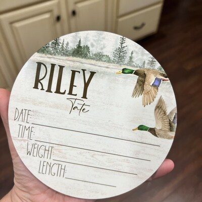 Mallard Ducks Baby Birth Announcement Stat Sign Newborn Mallard Ducks ...