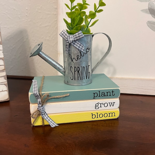 Wooden Books, Spring Decor, Mini Book Stack, Easter Decor, Farmhouse ...