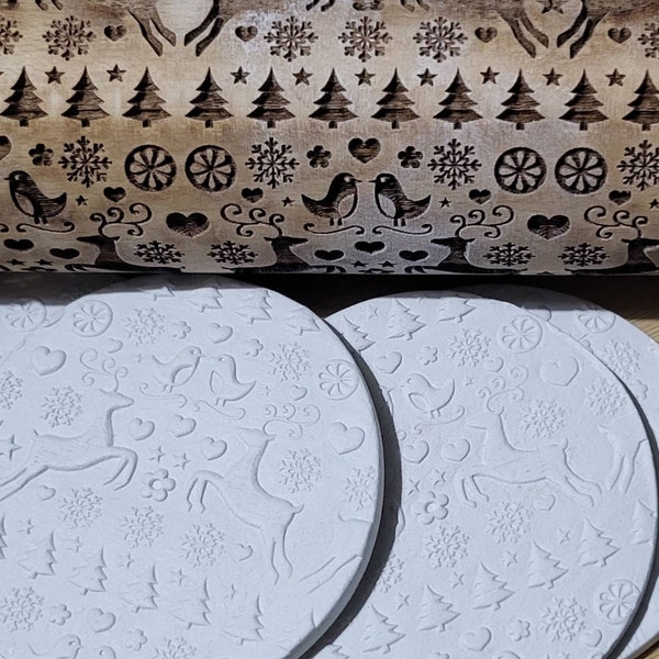 Scandinavian 4 - Birds and Trees Embossing Rolling Pin - Etsy