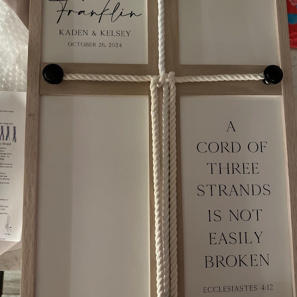 A Cord of Three Strands Unity Ceremony Braided Cross Sign With Custom ...