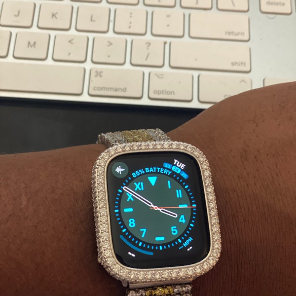 Silver Apple Watch Bezel, Metal Lab Diamond Cover 2.5mm Iwatch Bling ...