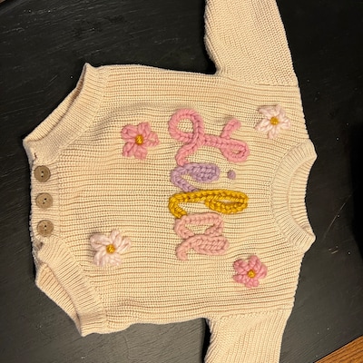 Custom Big Sis Lil Sis Sweaters Matching Sibling Sweaters for Toddlers Hand Embroidered Sweaters ...