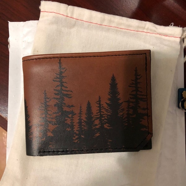Mens Leather Wallet, Mens Wallet, Trees Wallet, Leather Wallet, Slim ...