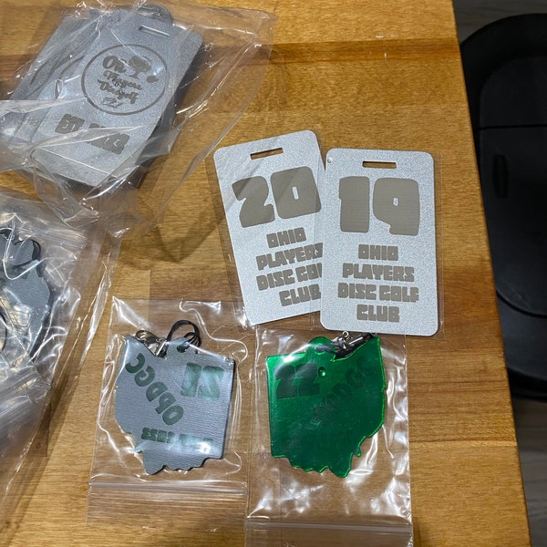 Disc Golf Tags - Buddy Tags - Wood, Engraved - Competition Leisure ...