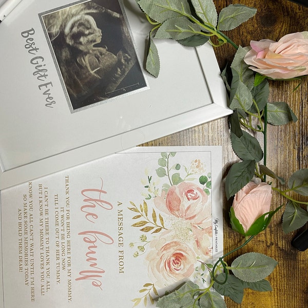 Message From the Bump Sign, Printable Baby Shower Sign, Blush Pink ...