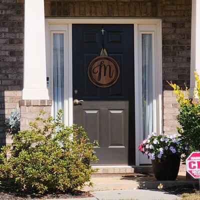 Monogram Door Hanger Minimalist Door Hanger Wooden Front Door Welcome ...