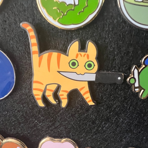 Orange Tabby Knifecat Enamel Pin - Etsy