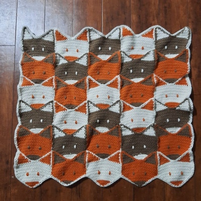 Fox Crochet Baby Blanket Pattern, Unisex Baby Afghan Blanket Pattern ...