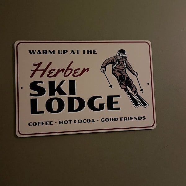 Personalized Ski Lodge Sign – Custom Skiing Decor, Winter Sports Wall ...