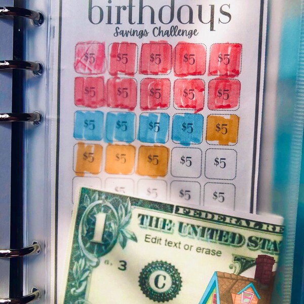 A6 Birthday Savings Tracker/savings Challenge |for A6 Cash Envelopes ...