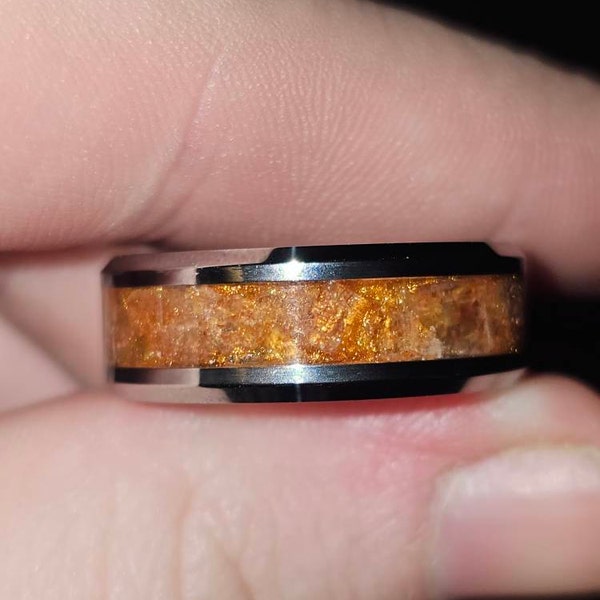 Blue Moon Glow Ring, Black Ceramic Ring With Moonstone and Glowing Blue ...