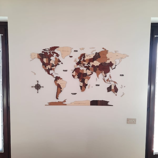 Map of the World 3D, Laser Cut File, SVG, EPS, DXF, Cdr, Pdf ...