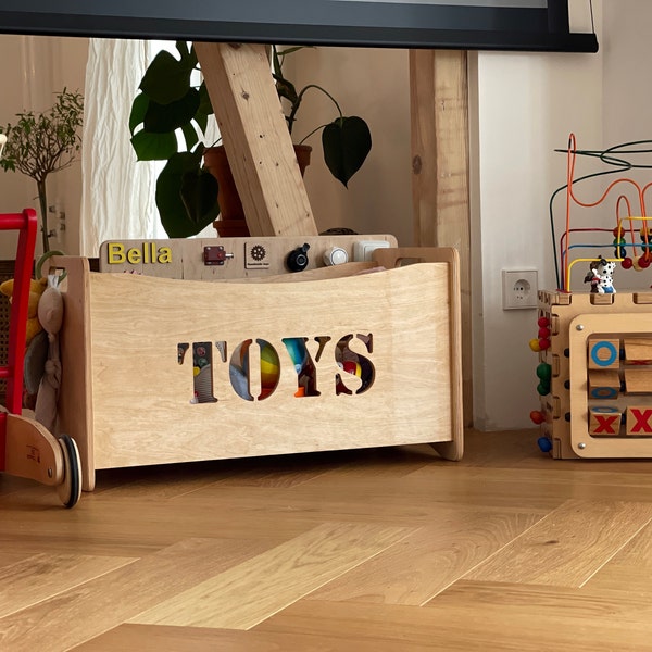 Multi-functional Toy Box - Wooden Toy Organizer, Montessori Furniture ...
