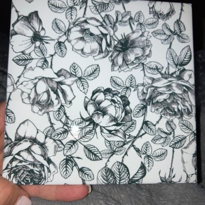 Black and White Toile Floral Ceramic Wall Tiles Backsplash Kitchen Tile ...