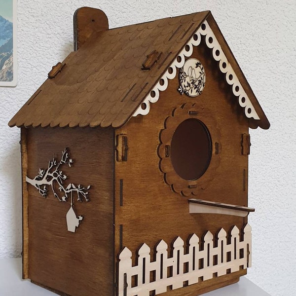 Laser Cut Bird House SVG Vector File for Garden Wooden Birdhouse ...