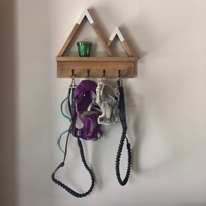Mountain Key Holder With Shelf, Entryway Organizer With Hooks, Handmade ...