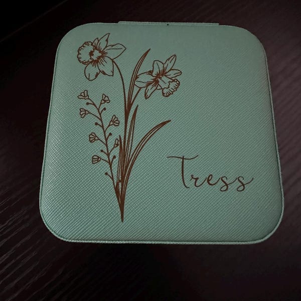 Personalized Walnut Wood Music Box, Birth Flower Music Box, Birthday ...