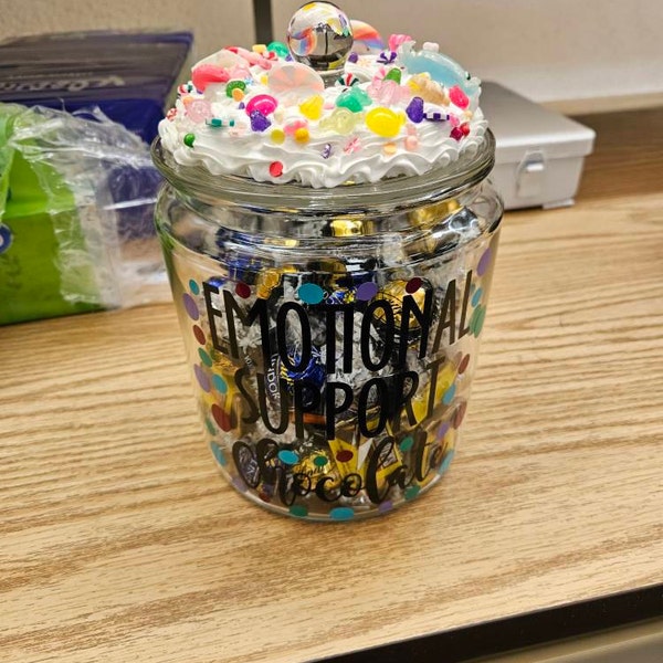Personalized Funny Glass Candy Jar for Emotional Support, Custom Office ...