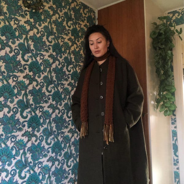 Q047---women's Winter Boiled Wool Oversized Coat in Deep Moss Green ...