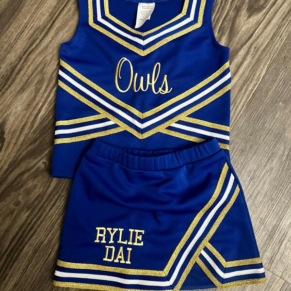 Blue & White Cheer Uniform, Customized Cheerleading Uniform, Girls ...