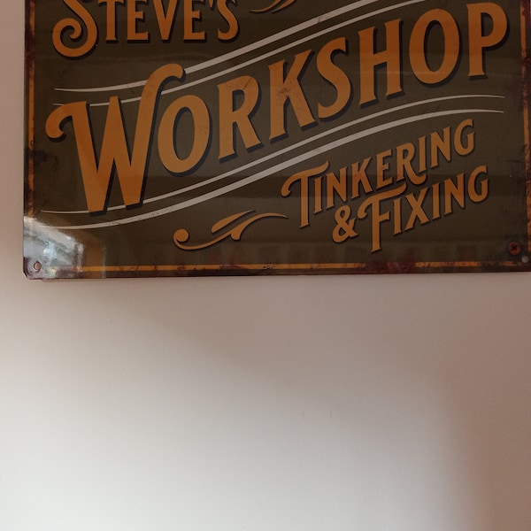 Personalised Workshop Sign Metal Wall Door Decor Accessory, Garage ...