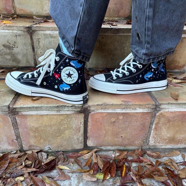Embroidered Converse, Shark Embroidered Shoes, Hammerhead Shark ...