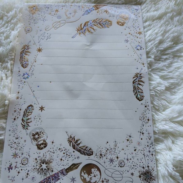 Letter Writing Paper Set With Gold Details,enchanted Magical Letter ...