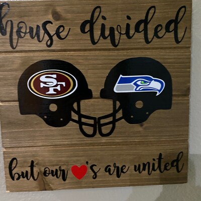 House Divided Hearts United Football Sign - Etsy