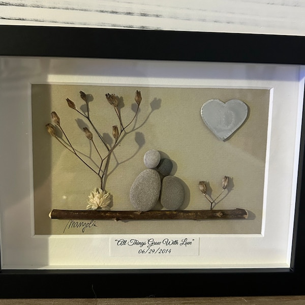 10th 10 Years Tin Wedding Anniversary Pebble Art Picture Married Couple ...