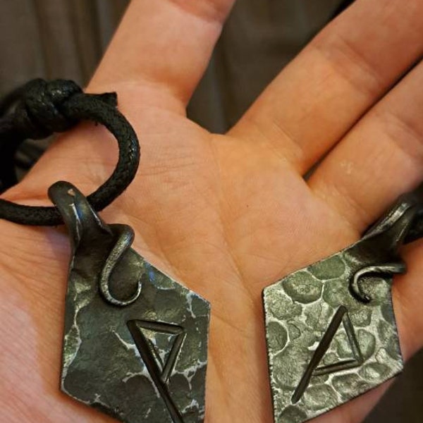 Forged Iron Wunjo Wynn Rune Viking Amulet Runic Nordic Pendant Talisman ...