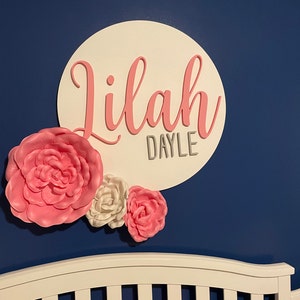 Custom Flower Name Sign floral Nursery Round Sign Child | Etsy