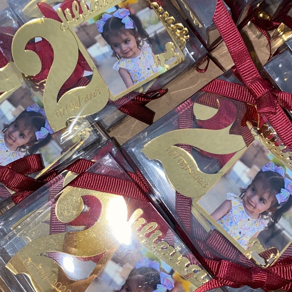 Custom 2nd Birthday Photo Magnet, Second Birthday Favors, Age Birthday ...