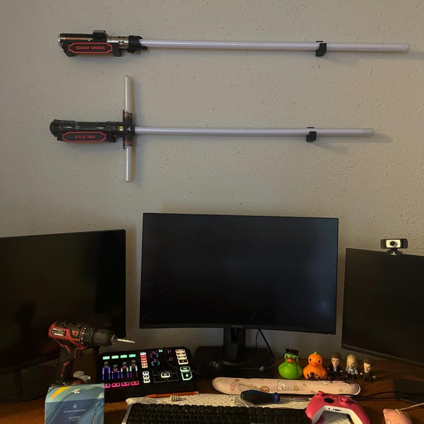 Horizontal Lightsaber Wall Mount Holder Display | 3D Printed | Galaxy's ...