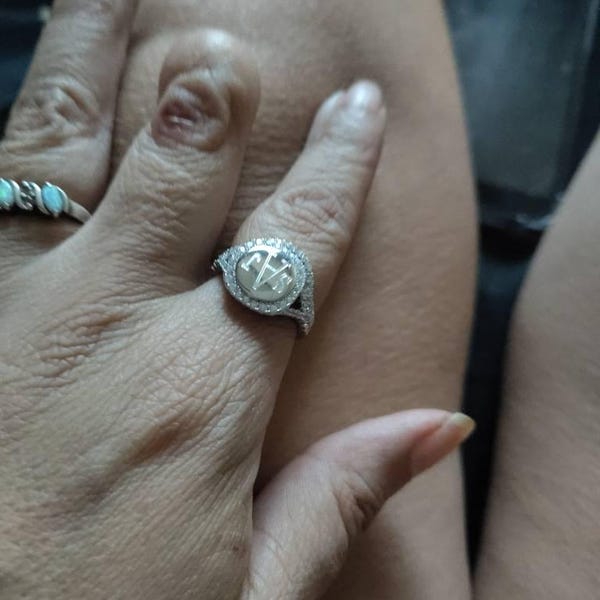 Sterling Silver Monogram Ring, Stackable Monogram Ring, 925 Monogram Ring, Initial Ring, Dainty ...