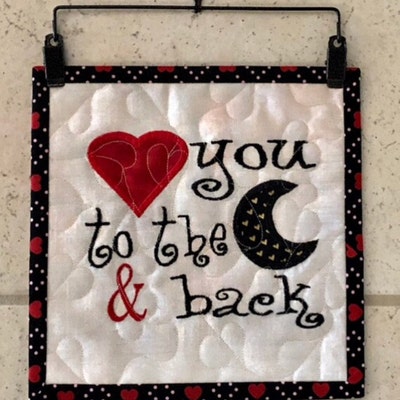 I LOVE YOU to the Moon and Back Applique Embroidery Design Digital ...