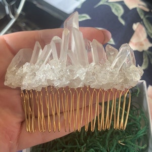 Quartz Cluster Crystal Comb, Wedding Comb, Gold Crystal Comb, Silver ...