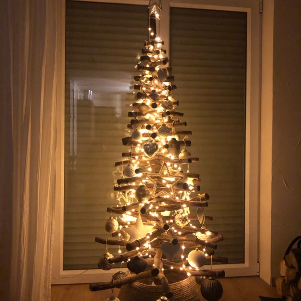 Festive Wooden Dark Walnut Christmas Tree, Handmade Holiday Decor ...