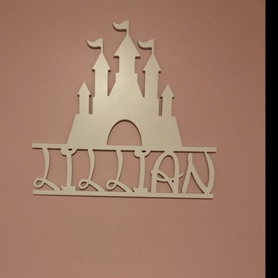 Wooden Name Sign, Disney Castle, Princess Name Sign, Personalized ...