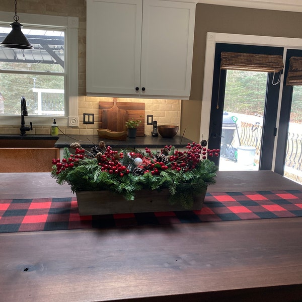 Red and Black Plaid Table Runner Buffalo Check Centerpiece Lumberjack ...