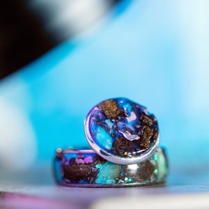 Blue Moon Authentic Lunar Meteorite Moon Dust Ring Black Tie | Etsy